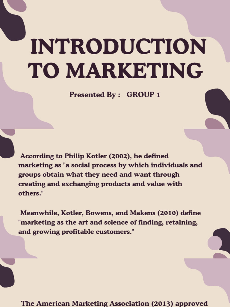 Introduction To Marketing | PDF | Marketing | Customer