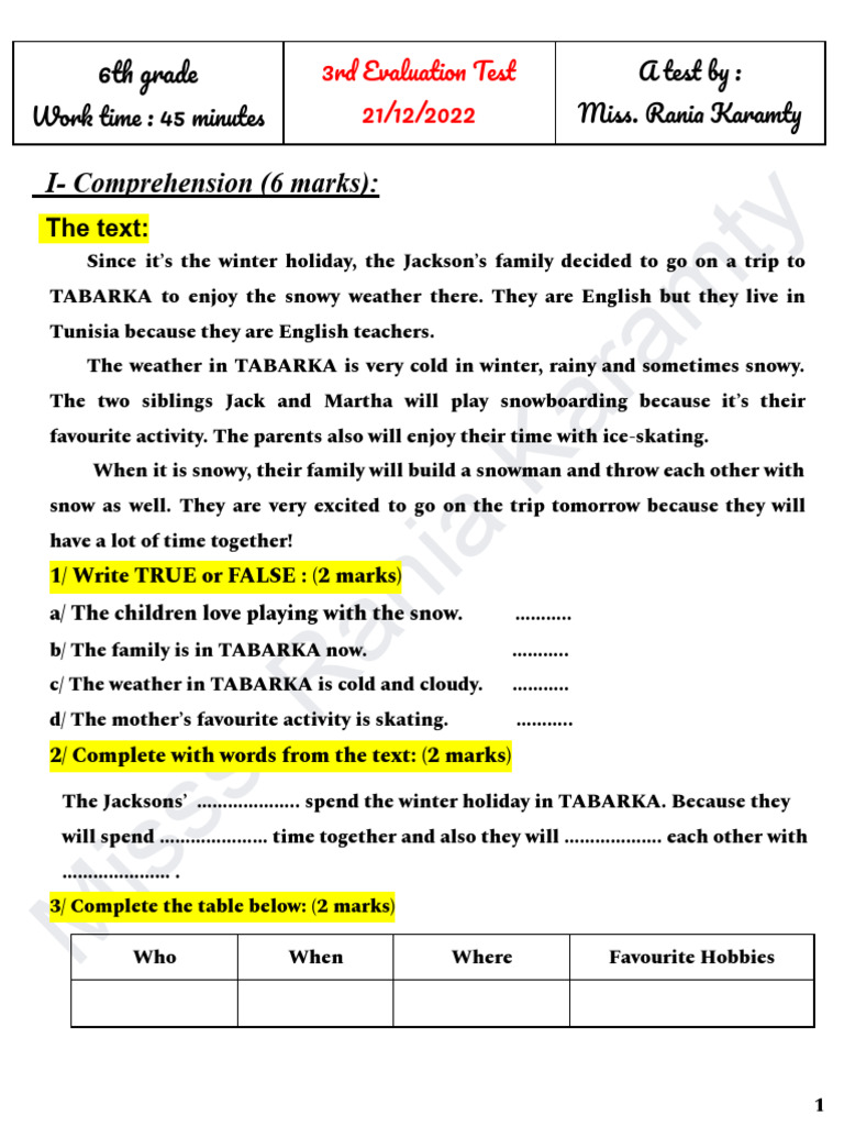 3rd Evaluation Test | PDF | Language Families | Syntax