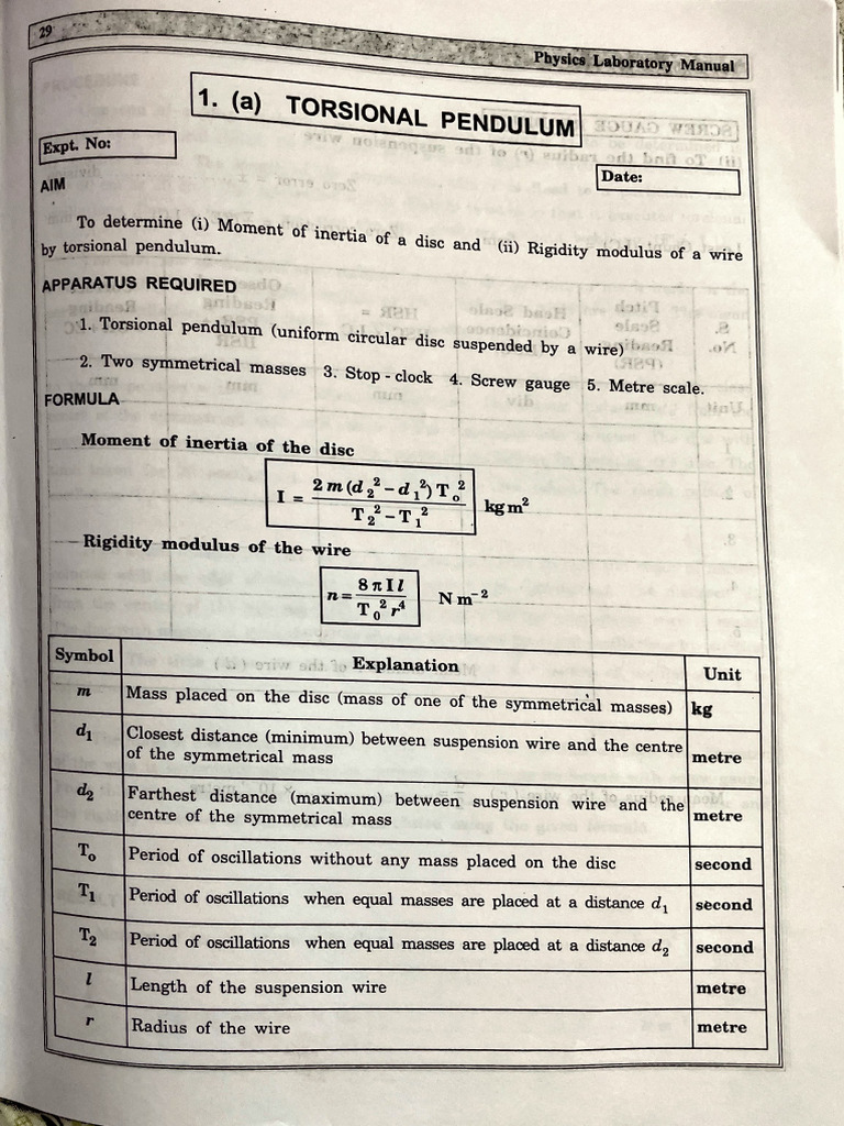 Torsion Pendulum | PDF | Mechanics | Physics