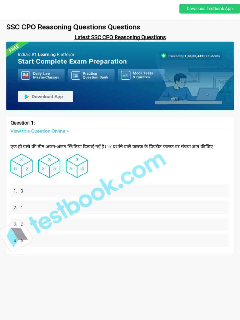 SSC Cpo Reasoning Questions 63dbc9fda5a2ebcc0b8e3b85 | PDF