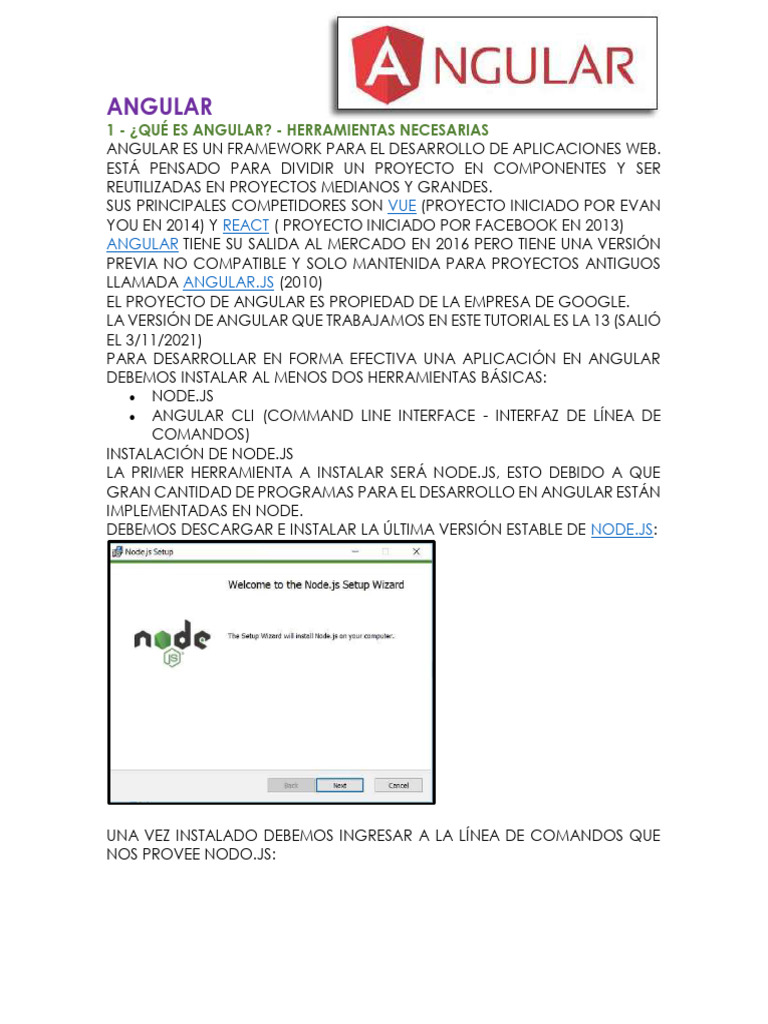 Guía de Instalación y Uso de Angular | PDF | Archivo de computadora | HTML