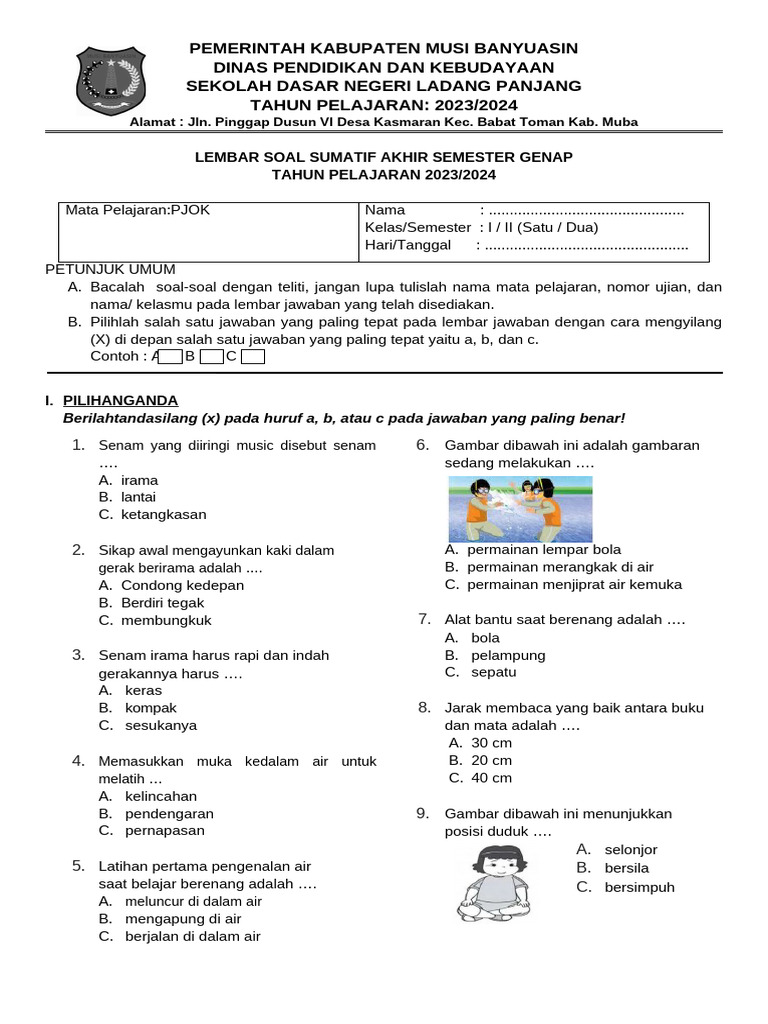 Soal Pjok Kelas I Kumer | PDF