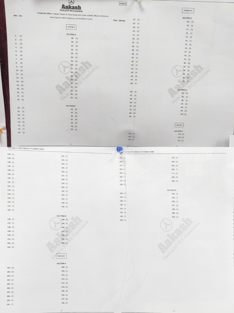 Te-04 Oym Phase-2 Code-E Official Ans Key | PDF