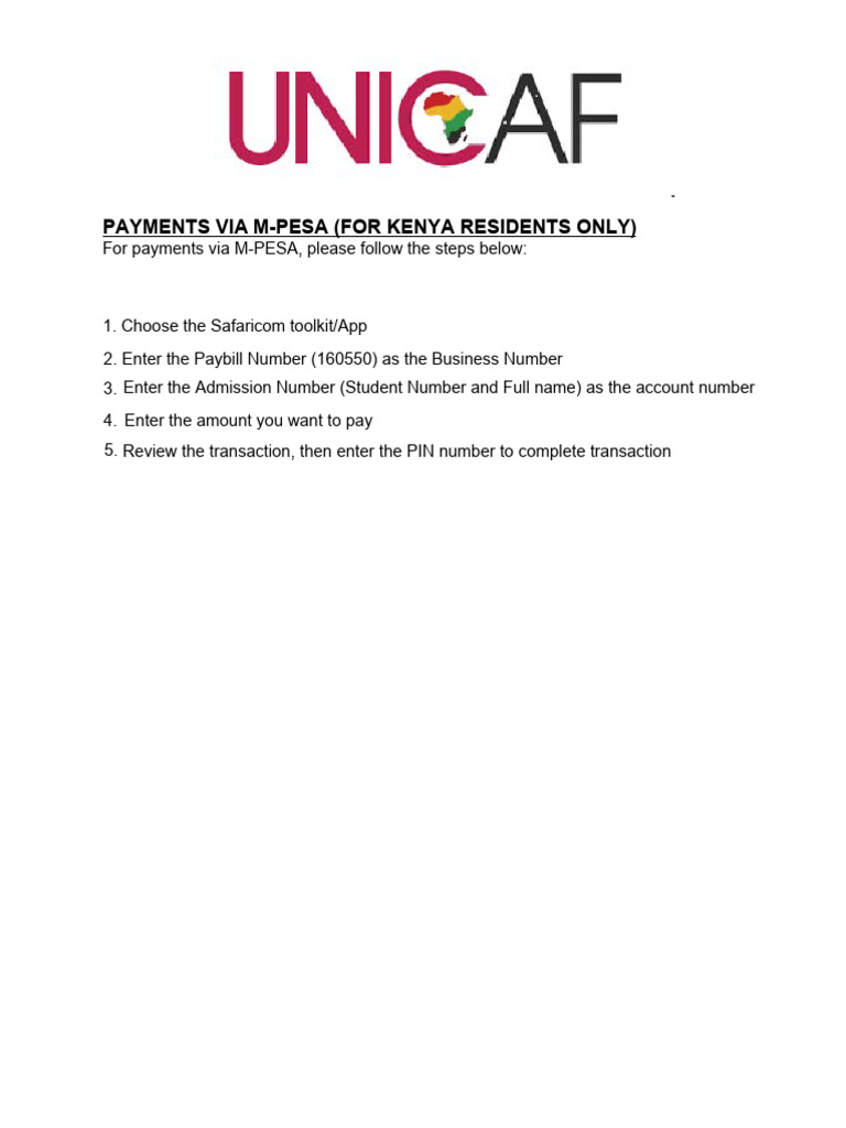 Payment Methods Kenya (M-Pesa) | PDF