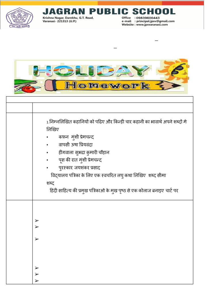 Class 10 Holiday Homework 2024-25 | PDF