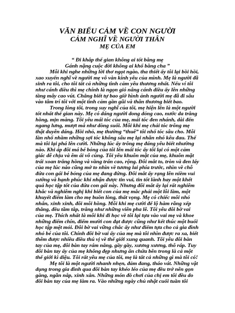 Van Bieu Cam Ve Nguoi Than | PDF