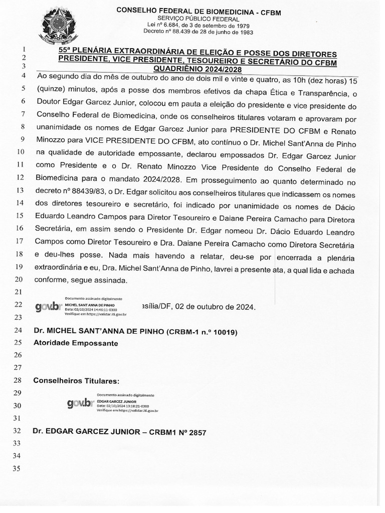 Ata Da 55a Reuniao - Posse Diretoria 2024-2028 | PDF