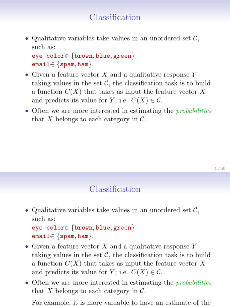 Mldl24f Ch4 1 Classification Discriminative (1) | PDF | Statistical Classification | Logistic ...