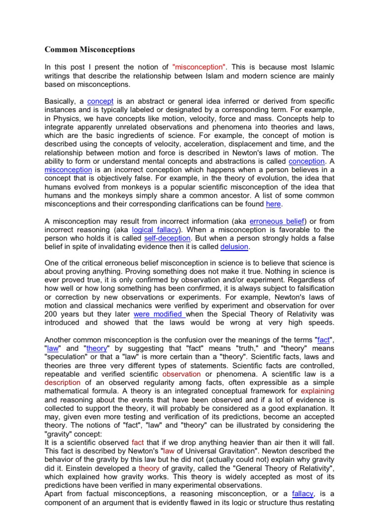 Common Misconceptions | PDF | Force | Acceleration