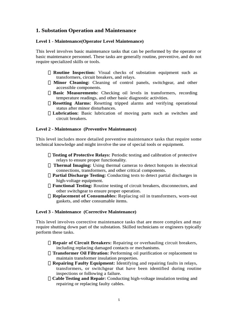 Levels of Maintenance | PDF | Electrical Substation | Scada