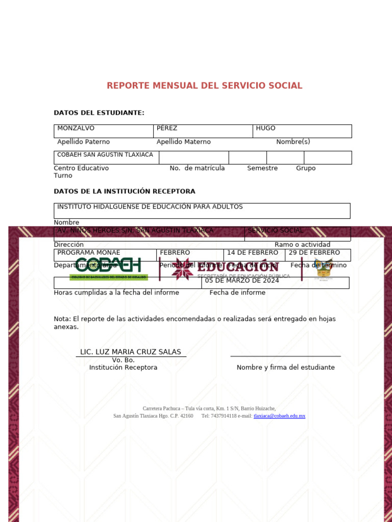 Reporte Mensual 24-A | PDF