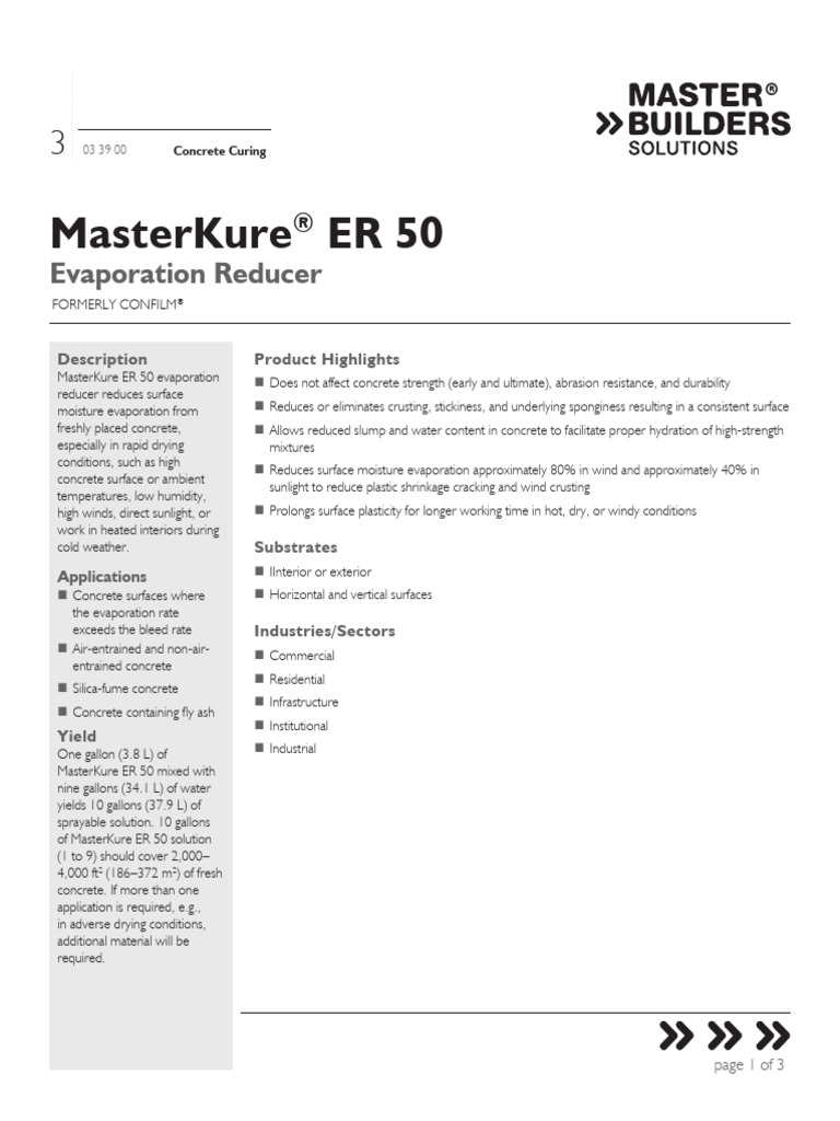 Masterkure Er 50 Tds | PDF | Concrete | Materials