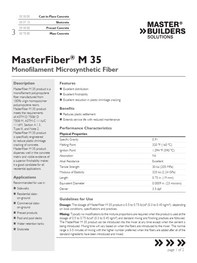 mbs-masterfiber-m-35-tds | PDF | Concrete | Legal Liability