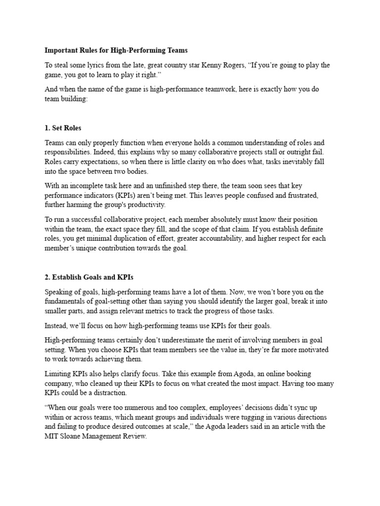 Teamwork | PDF | Performance Indicator | Goal