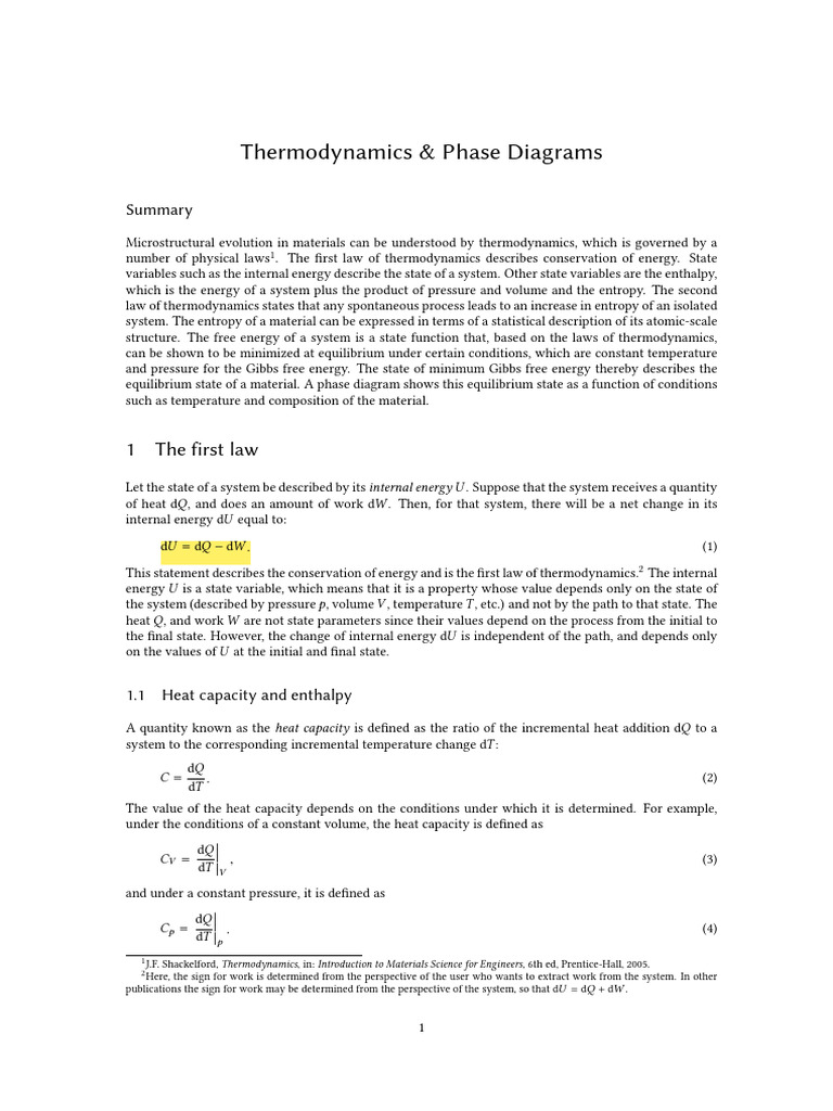 Thermodynamics - Handouts (Notes Week 3.1) | PDF | Phase (Matter) | Entropy