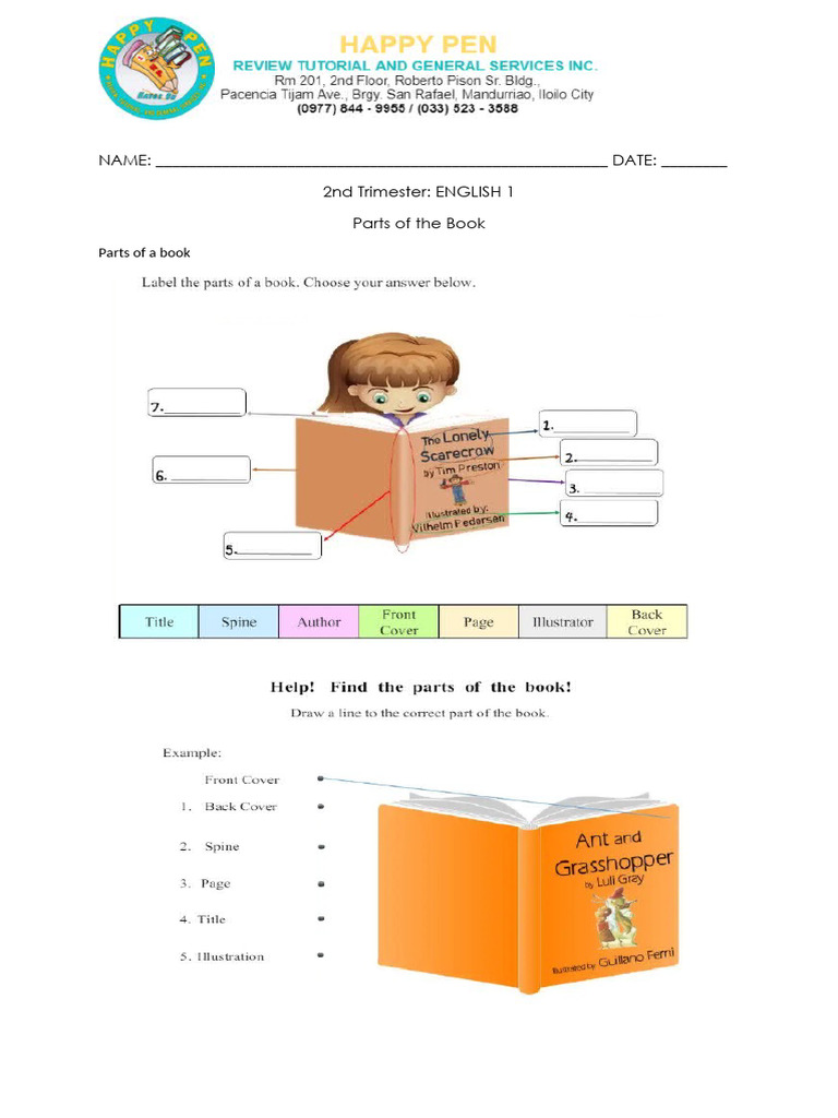 2nd-ENGLISH 1_Parts of the book | PDF