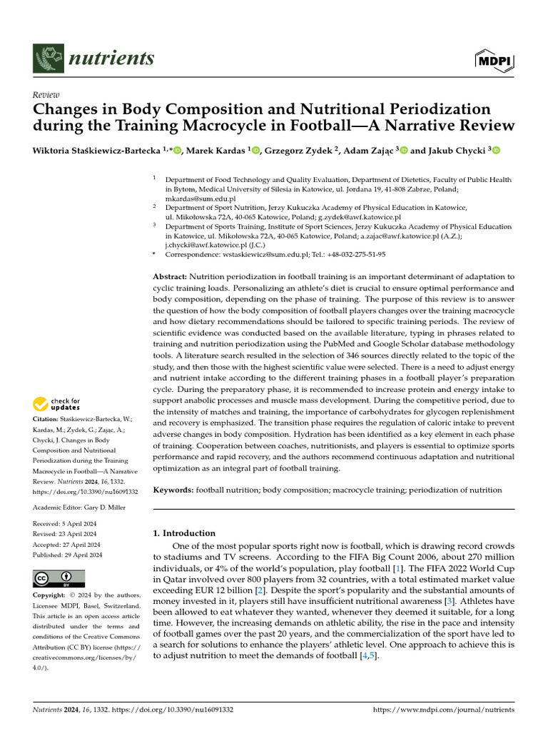 Changes in Body Composition and Nutritional Periodization During The ...