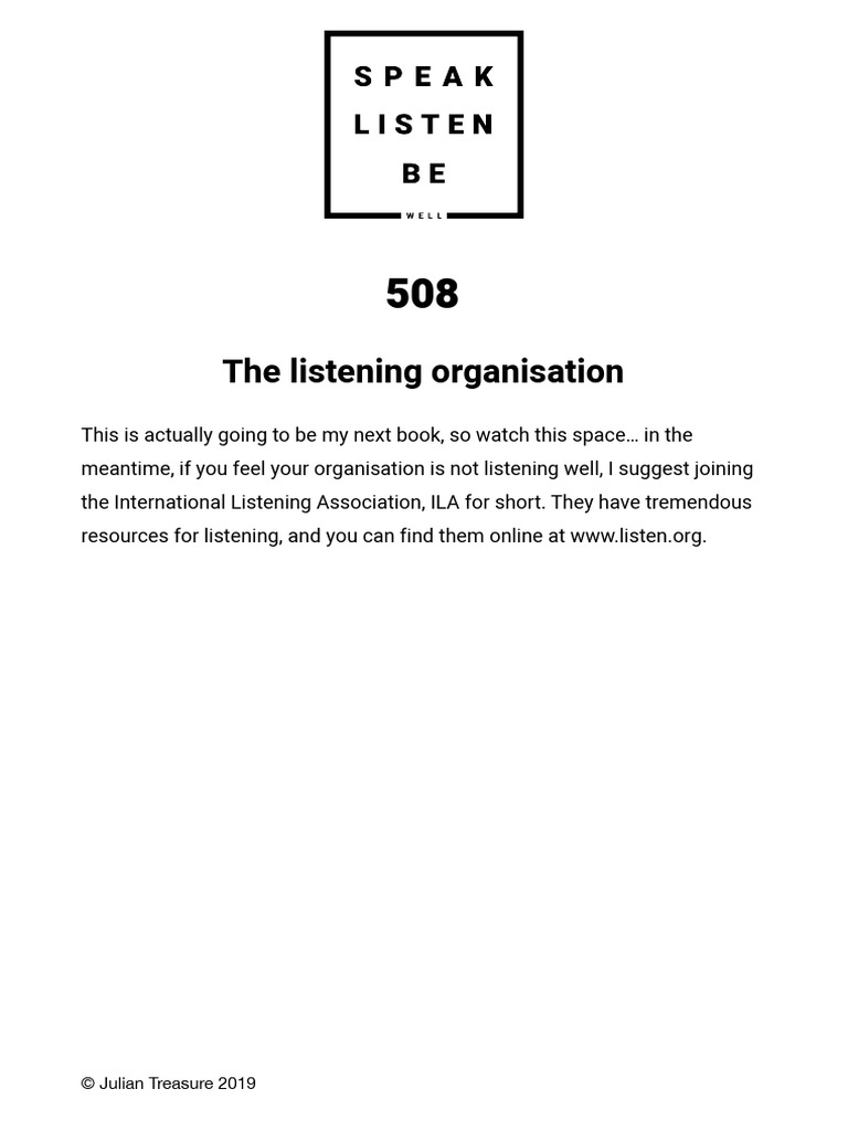 Boost Your Organization's Listening Skills | PDF | Self-Improvement