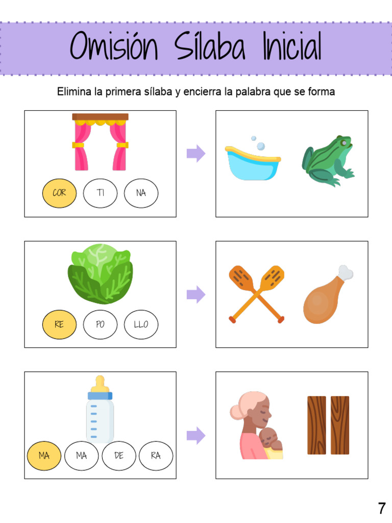Actividades de Omisión Silábica | PDF | Artes del Lenguaje y Comunicación