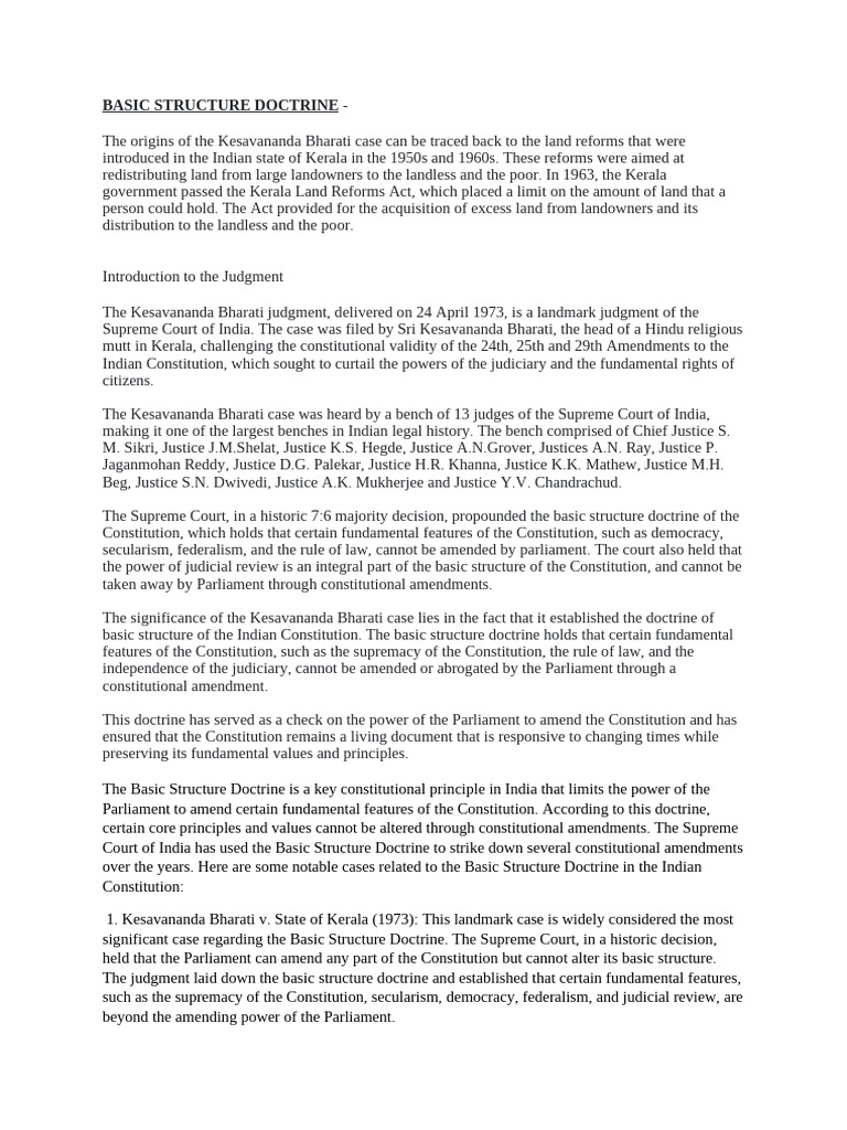 Basic Structure Doctrine | PDF | Political Science | Governance