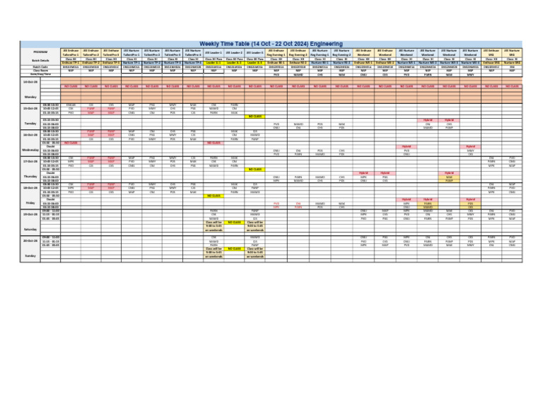 1 NSP Time Table JEE - 141024-221024 | PDF