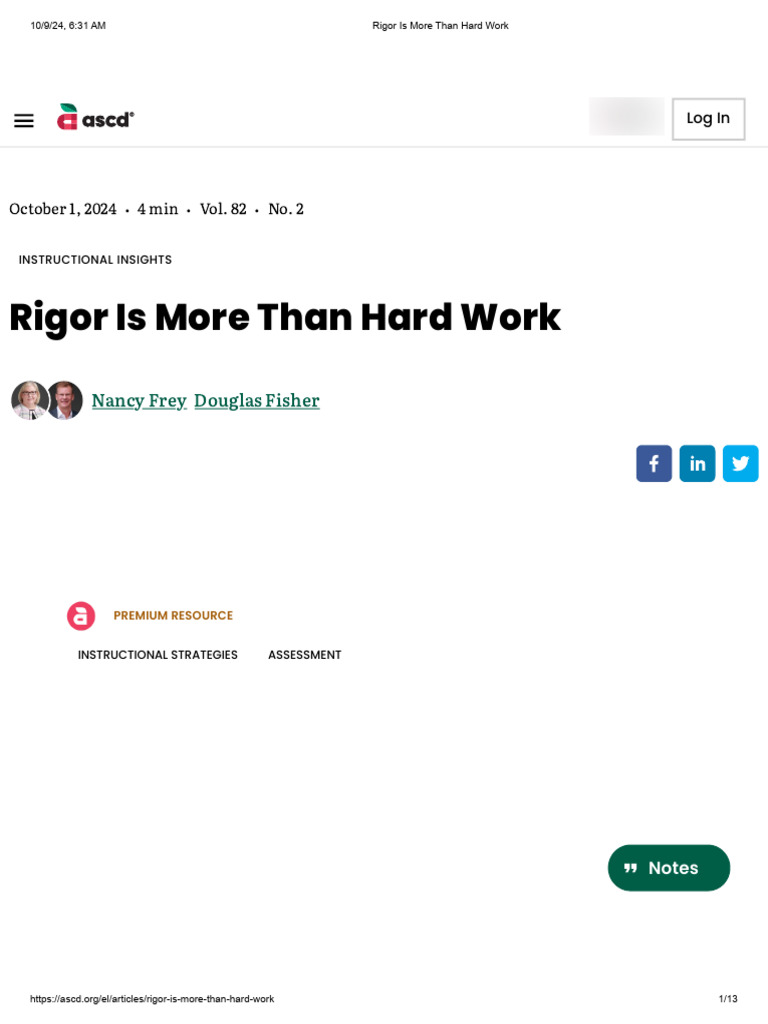 Rigor Is More Than Hard Work | PDF | Learning | Teachers