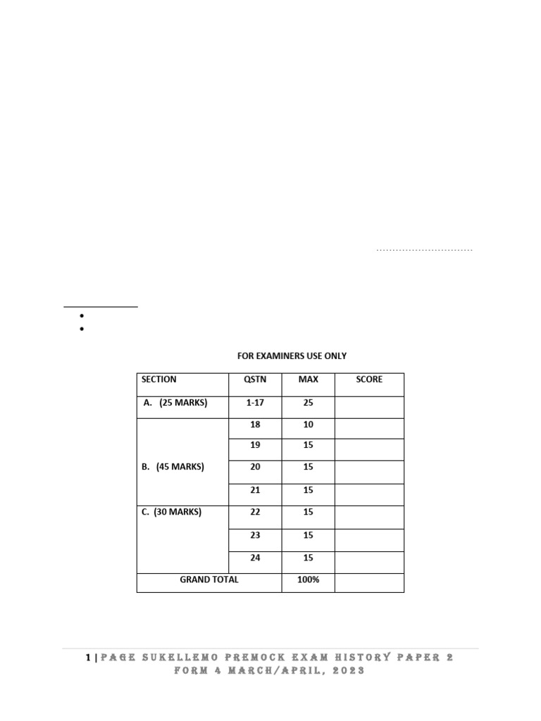 History p2 Form 4 Marking Scheme | PDF | Homo