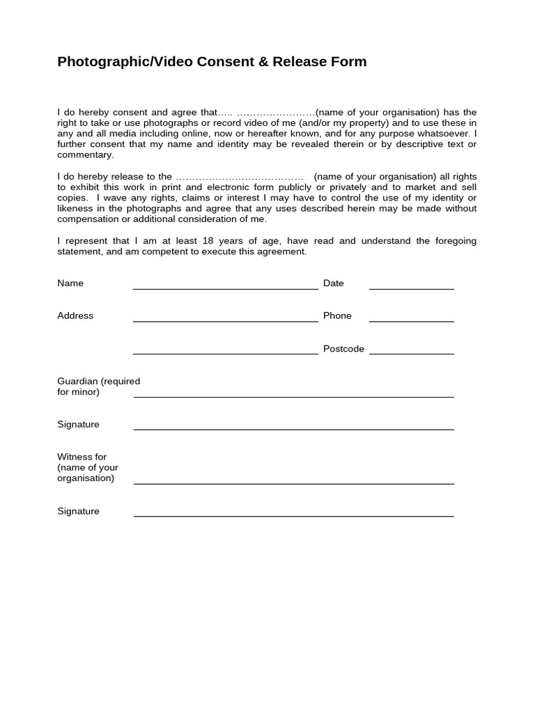 Release Form Template | PDF