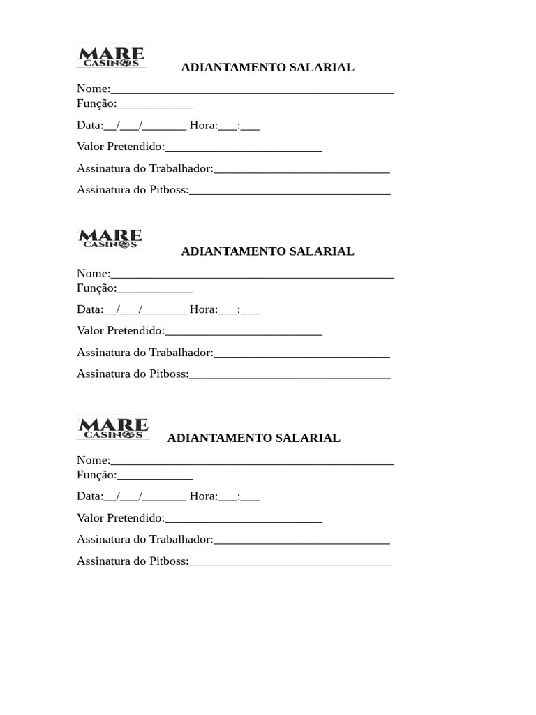 Ficha de Adiantamento Salarial | PDF | Negócios | Finanças e ...