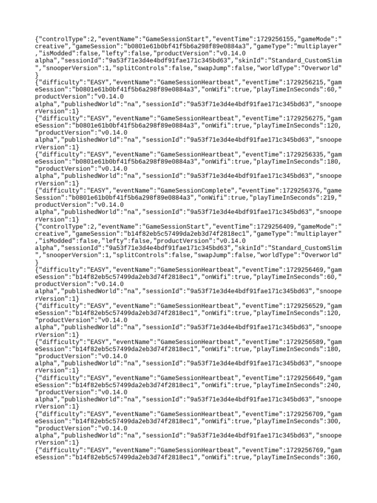 Game Session Data for v0.14.0 Alpha | PDF | Game Design | Video Game Design