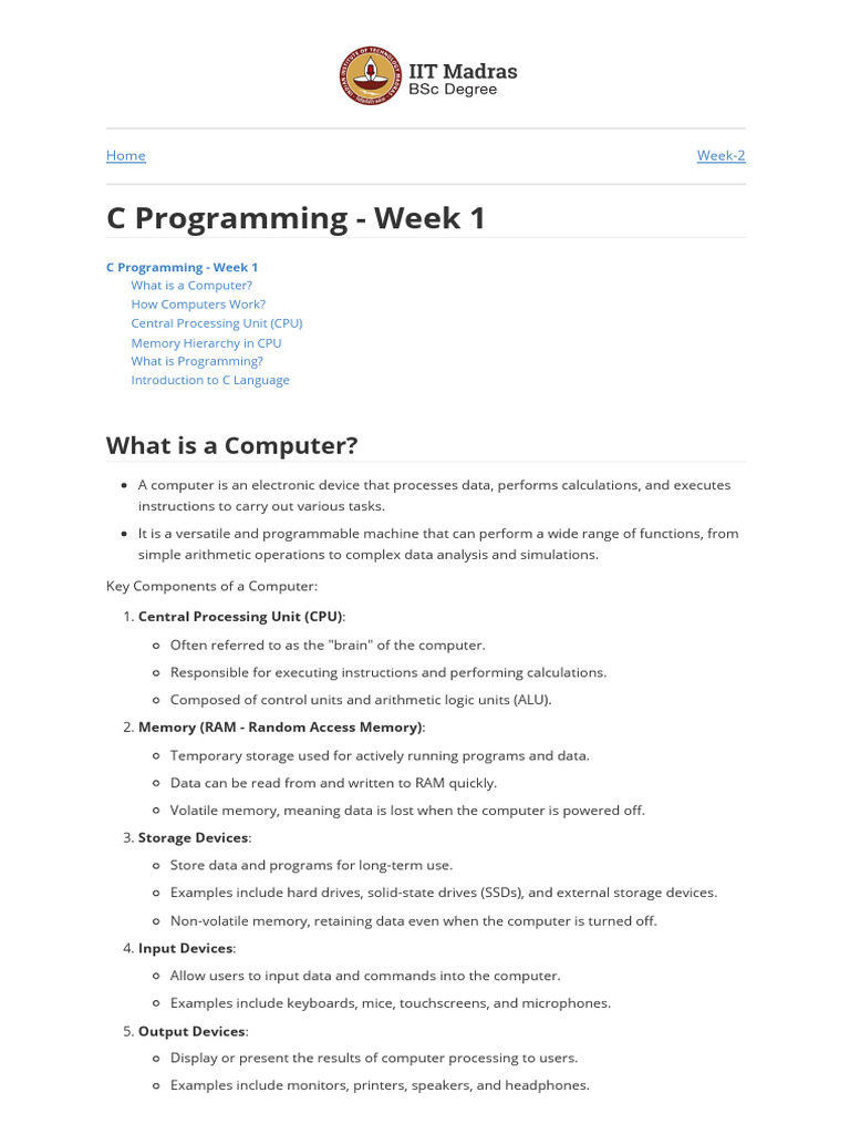 Week-1 Basic About Computers | PDF | Computer Data Storage | Computer ...
