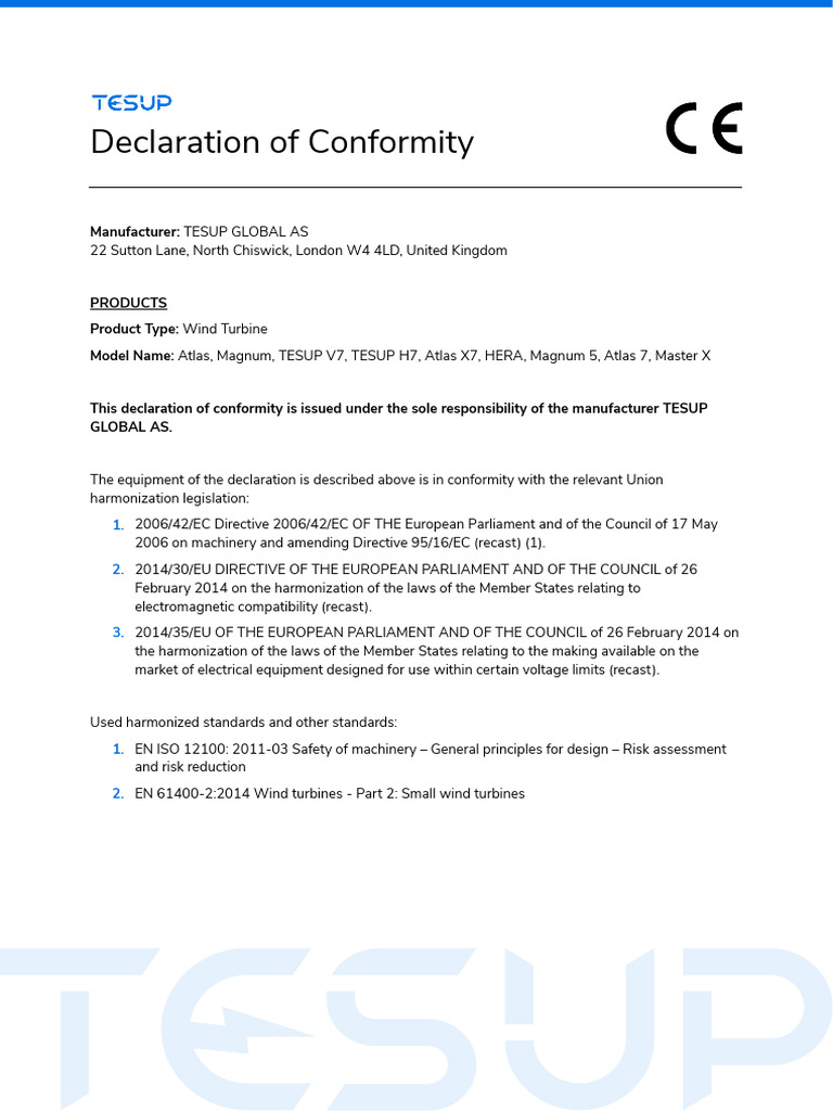 Declaration of Conformity | PDF | International Electrotechnical Commission | Electrical Engineering