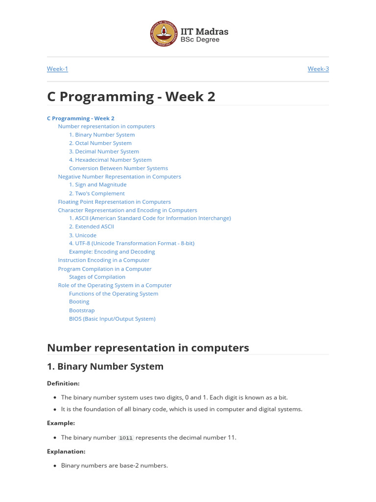 Week-2 Data Representation | PDF | Booting | Character Encoding