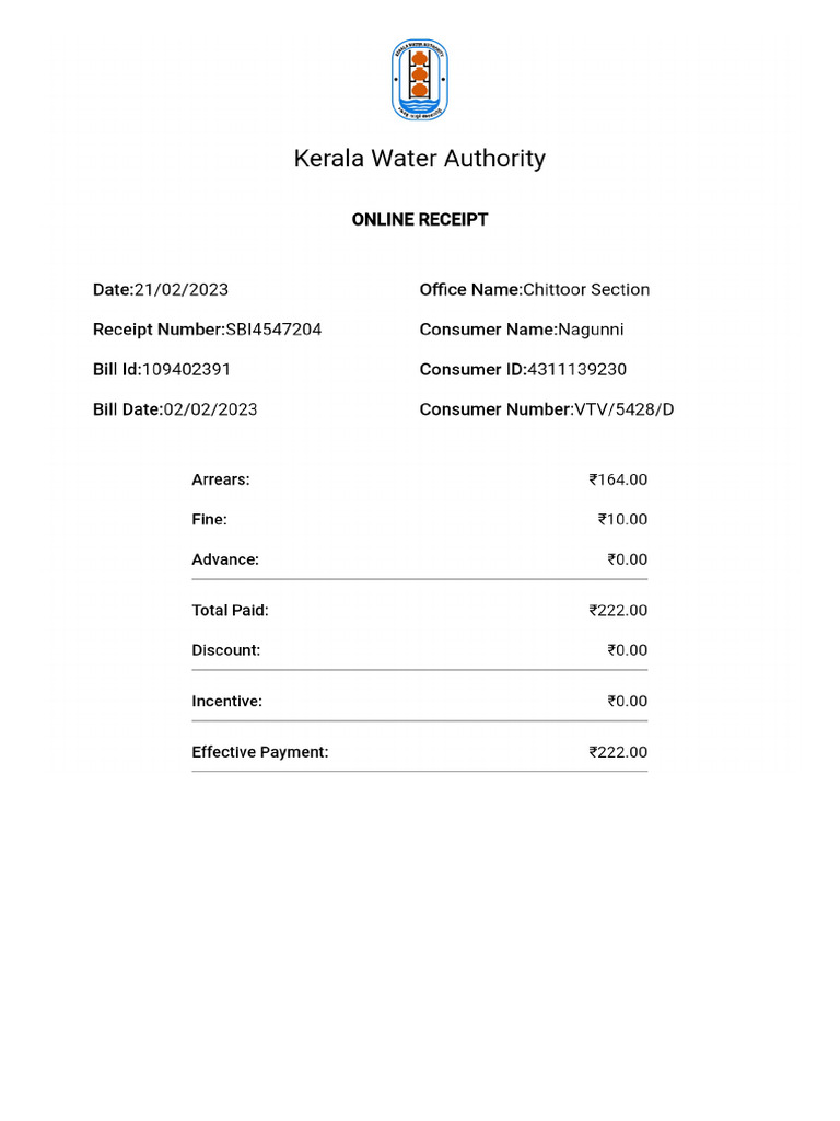 Water Receipt | PDF