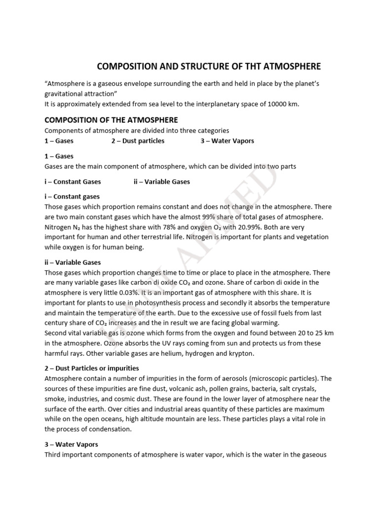 Composition and Structure of The Atmosphere | PDF | Atmosphere Of Earth ...