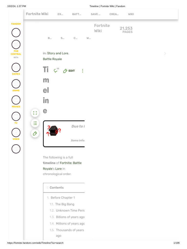 Timeline - Fortnite Wiki - Fandom | PDF