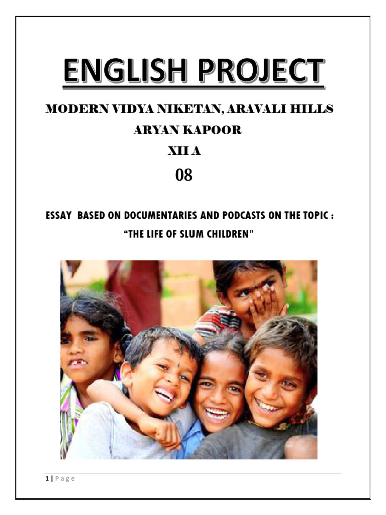 English Project (Aryan Kapoor 12th-A 08) | PDF | Slum | Poverty