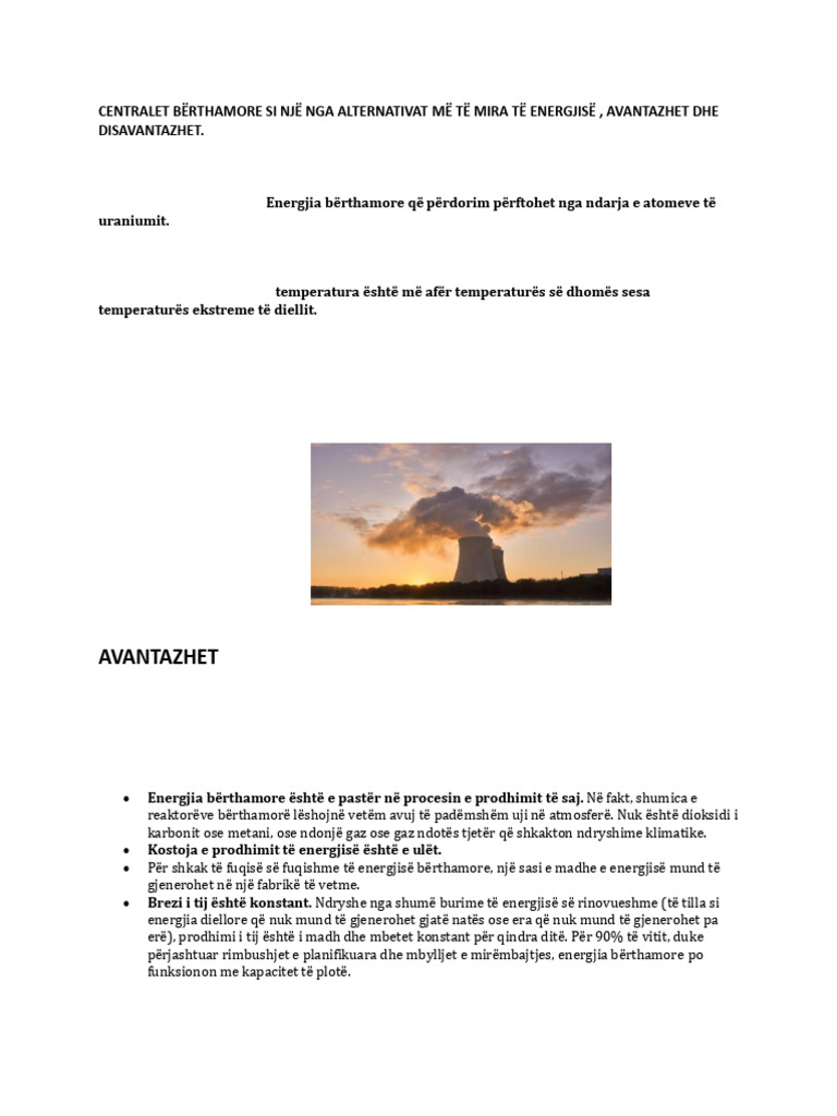 Avantazhet: Centralet Bërthamore Si Një Nga Alternativat Më Të Mira Të ...