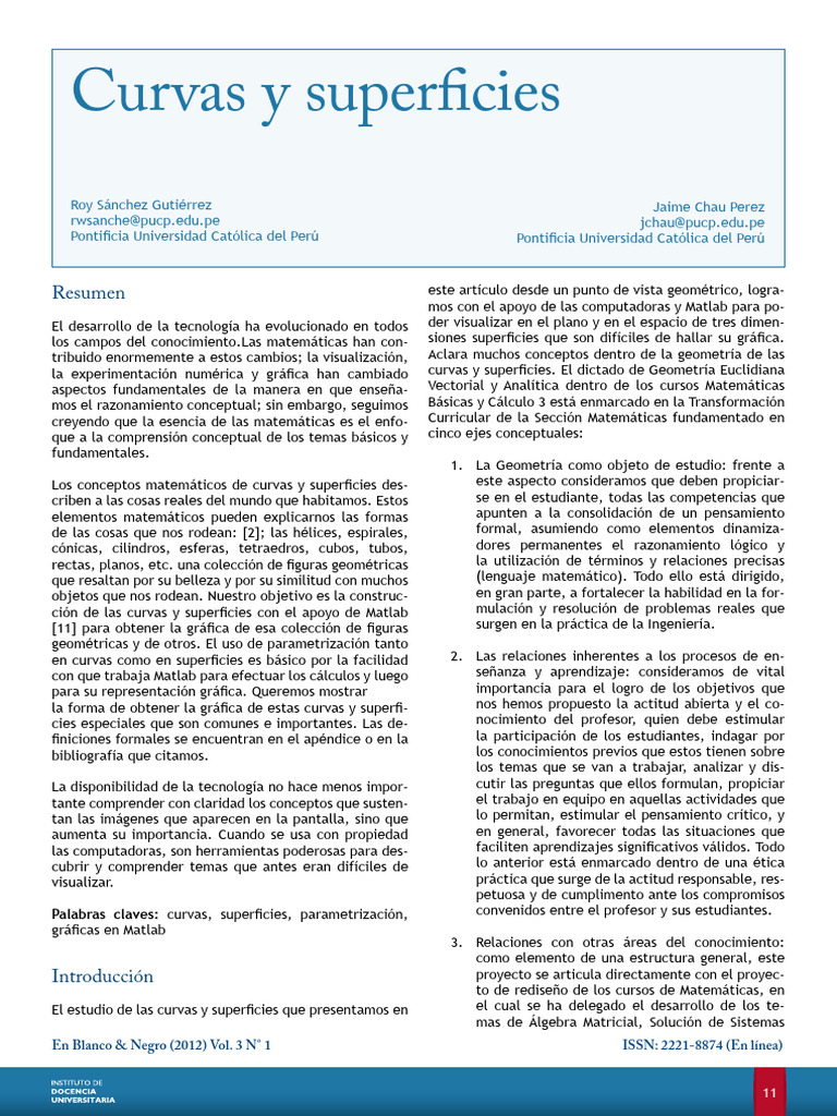 Curvas_y_superficies PUCP | PDF | Curva | Geometría