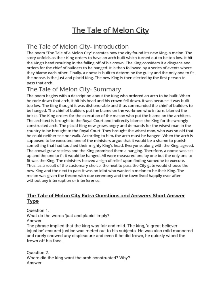 The Tale of Melon City | PDF