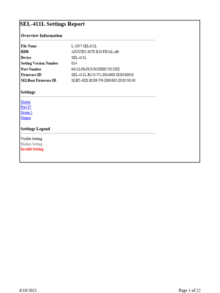 SE CAMANA L1057 SEL411L Ajustes | PDF | Electrical Impedance | Sequence