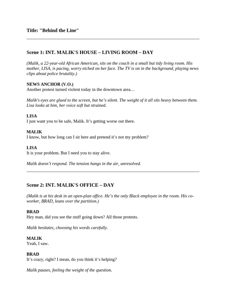 Behind The Line Script Outline | PDF
