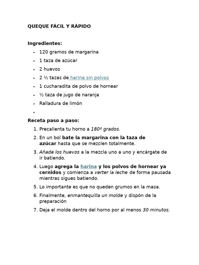 Queque Fácil y Rápido | PDF