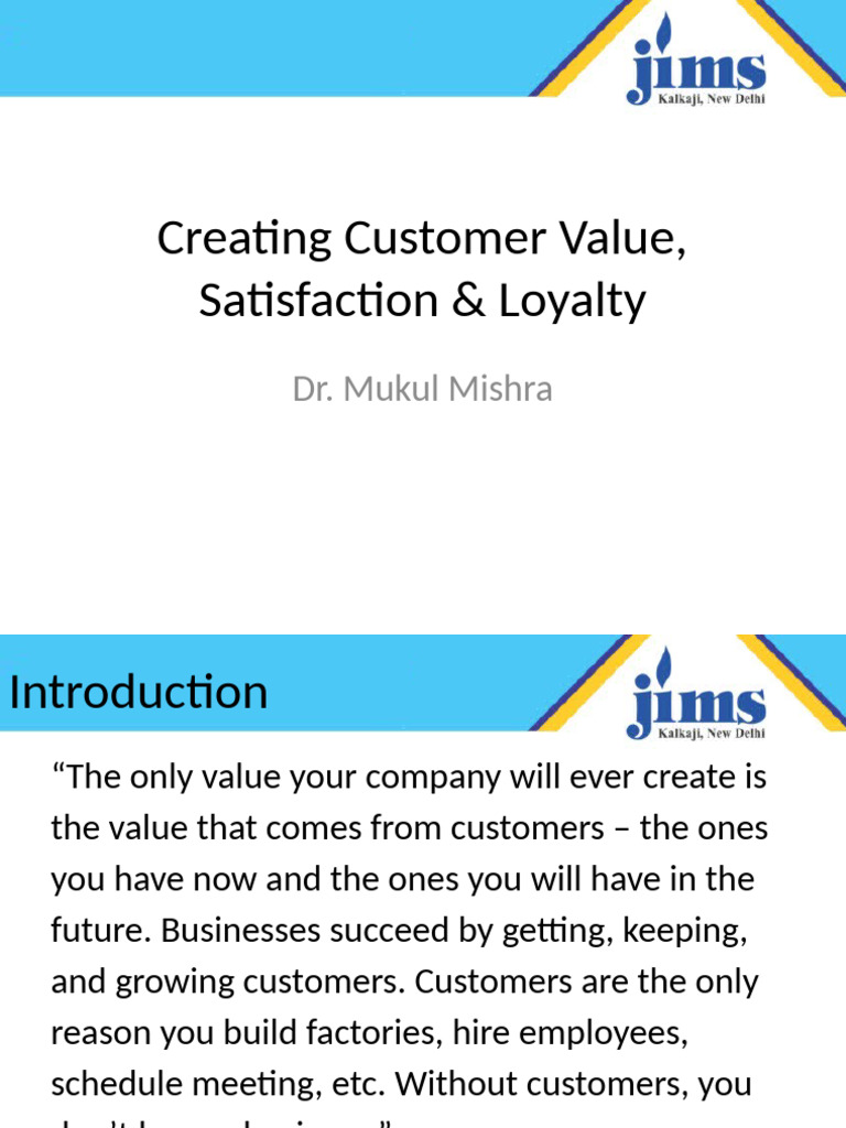 Unit 2 Creating Customer Value, Satisfaction & Loyalty 02 | PDF ...