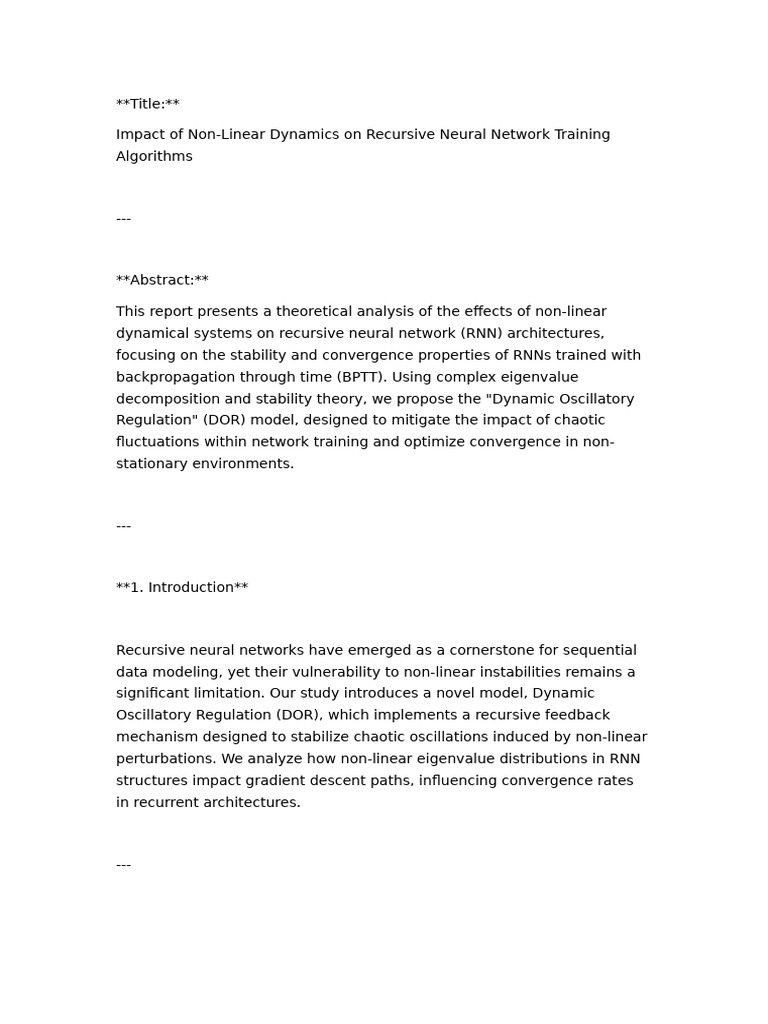 Impact of Non-Linear Dynamics On Recursive Neural Network Training Algorithms | PDF | Artificial ...