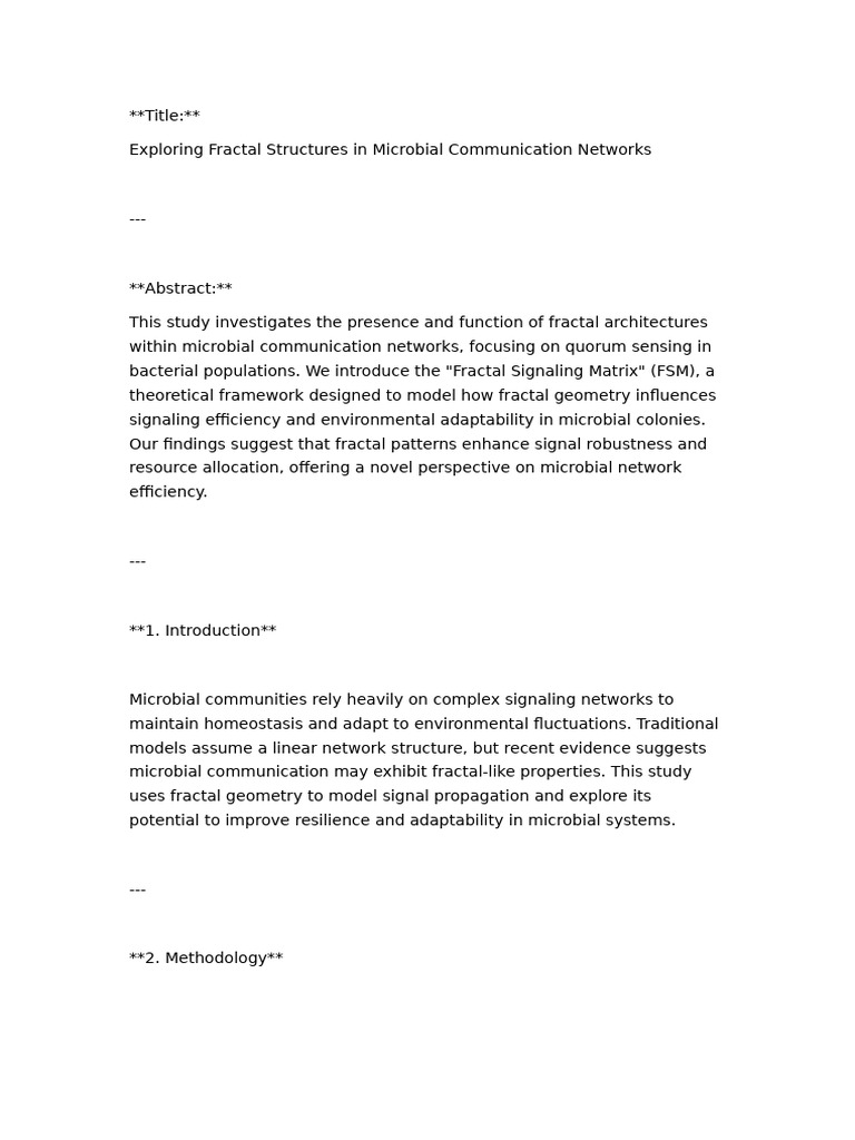 Fractal Structures in Microbial Networks | PDF | Fractal | Communication