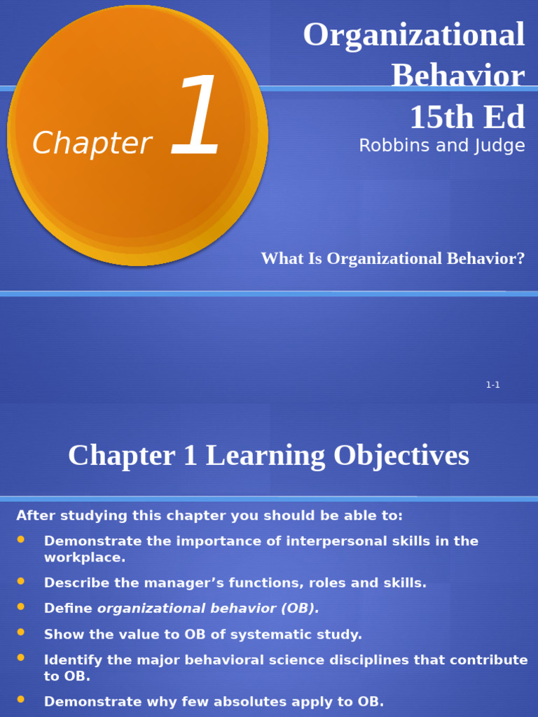 Organization Behavior (Chapter 1) | PDF | Behavioural Sciences | Psychology