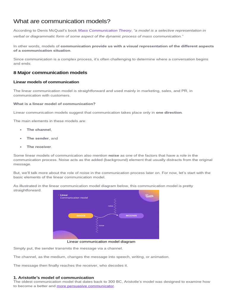 Communication Models | PDF | Communication | Public Speaking