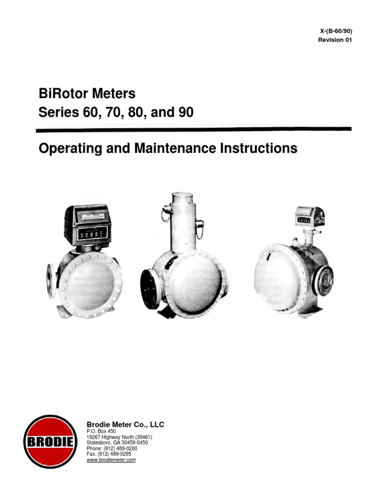 Brodie BiRotor Meter Manual | PDF | Valve | Gear