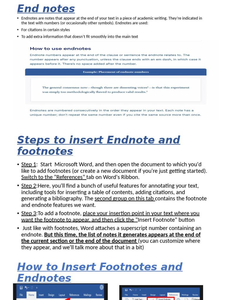 How to Insert Endnotes and Footnotes in Word | PDF